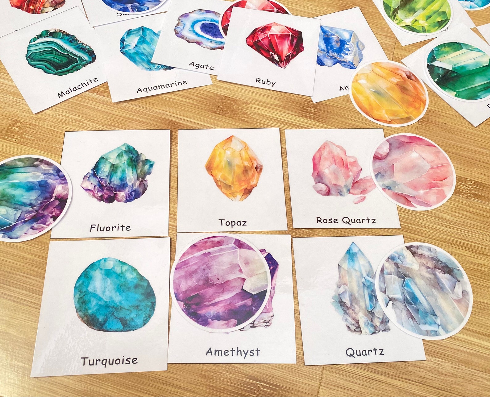 Gemstones Pattern Matching Cards Minerals and Crystals - Etsy