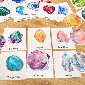 Gemstones Pattern Matching Cards, Minerals and Crystals, Geology Rocks ...