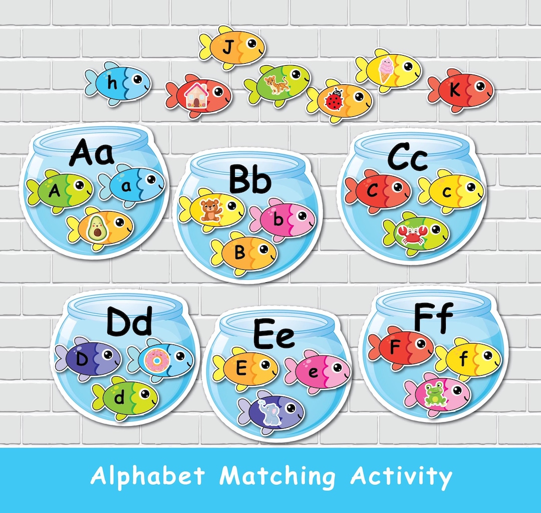 Fish ABC Matching Activity for Kids, Alphabet Busy Book, Preschool ...