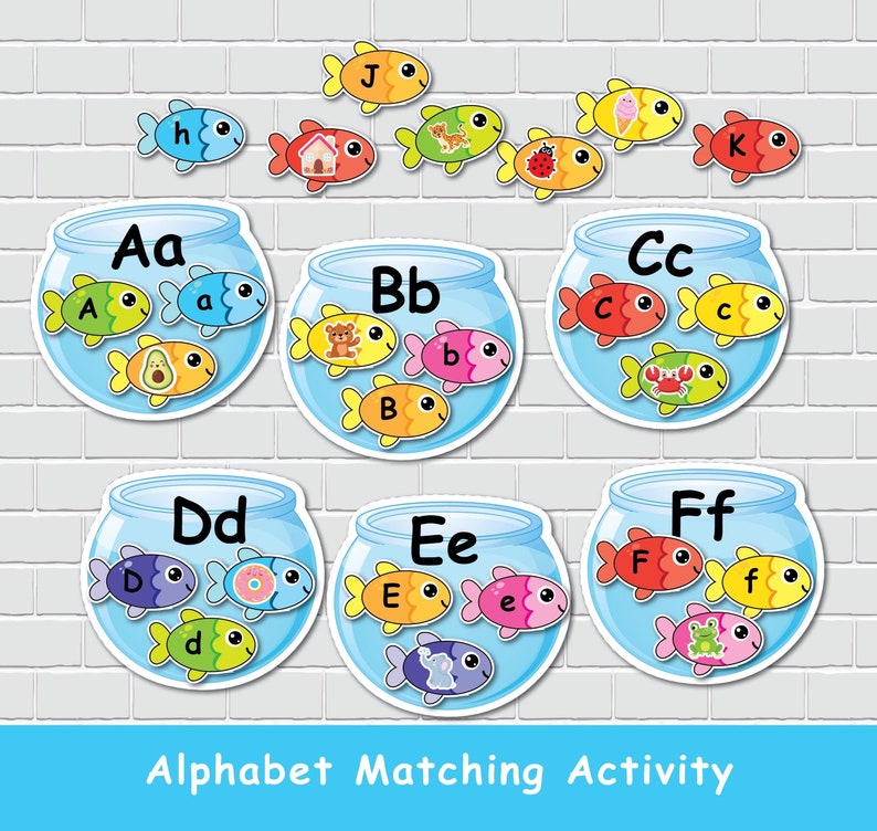 Fish ABC Matching Activity for Kids, Alphabet Busy Book, Preschool ...