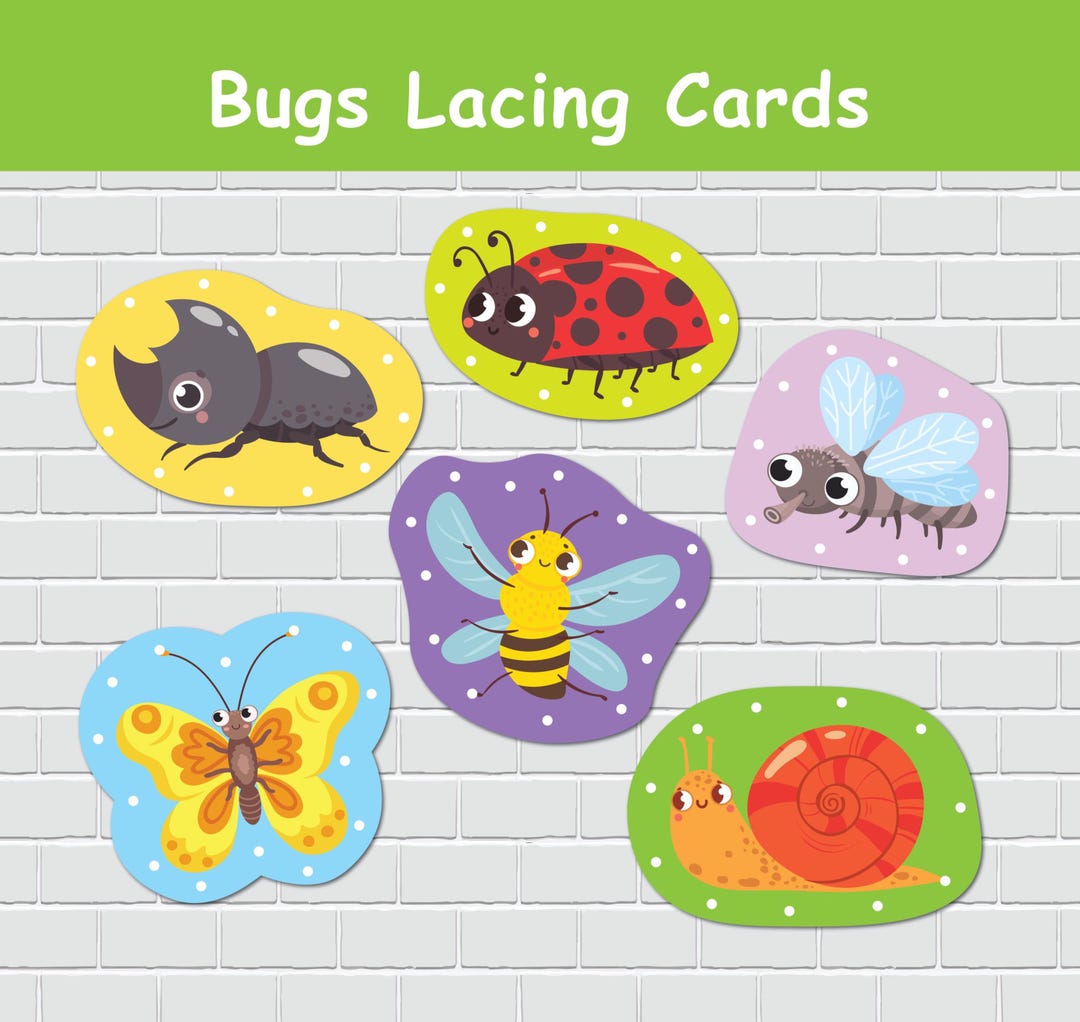 Bugs Lacing Cards: Fine Motor Skills Activity (digital Download) - Etsy