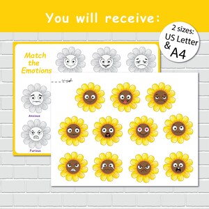 Sunflower Emotions Matching Activity for Kids, Toddler Feelings ...