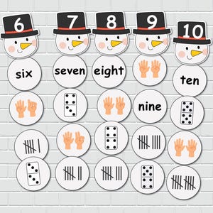 Snowman Numbers 1-10 Matching Activity. Toddler Sort and Match Game ...
