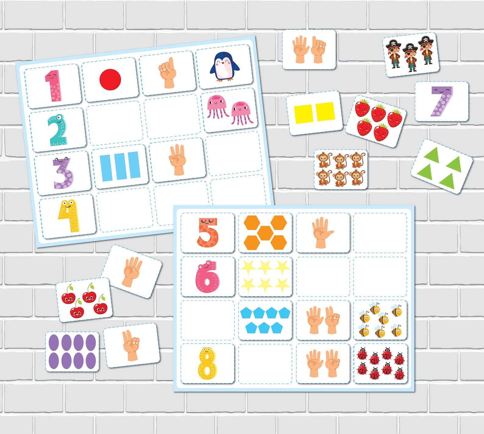 Numbers Matching Activity for Kids, Counting Game, Preschool Math ...