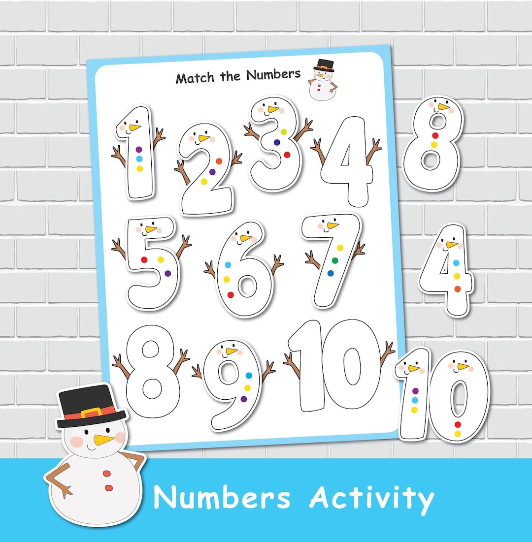 Snowman Numbers Matching Activity, Winter Busy Book Page, Toddler ...