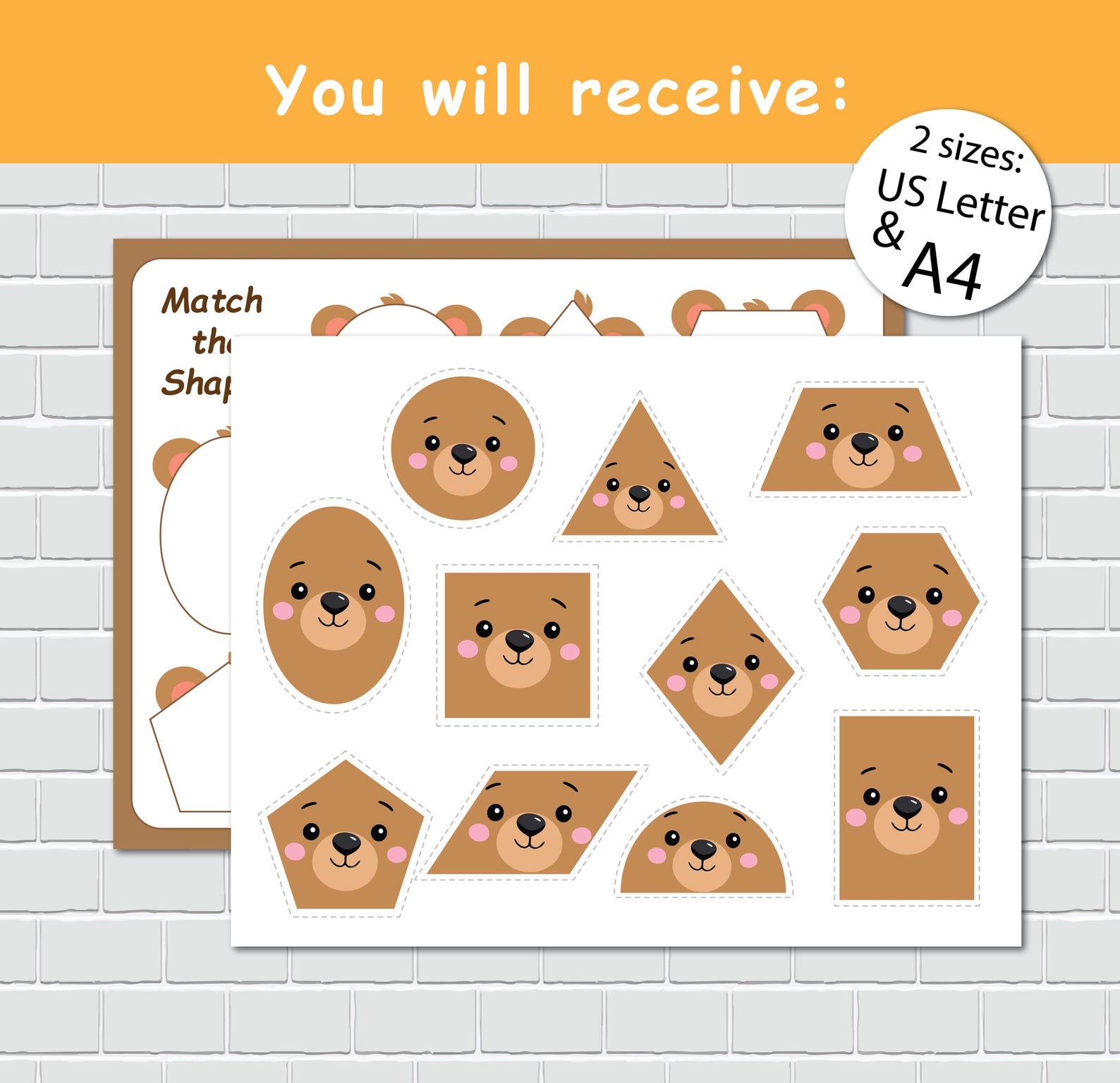 Bear Shape Matching Activity, 2D Shapes, File Folder Games, Special ...