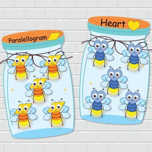 Fireflies in a Jar Shapes Matching Activity, 2D Shapes Center, Summer ...