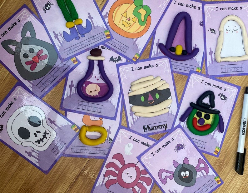 Halloween Play Dough Mats Printable Play Doh Preschool - Etsy