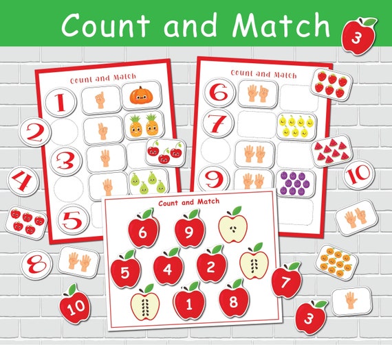 Toddler Busy Book Page Count and Match Preschool Worksheets | Etsy