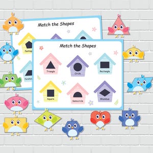 Birds Shape Matching Activity, 2D Shapes, Spring Busy Book Page, File ...