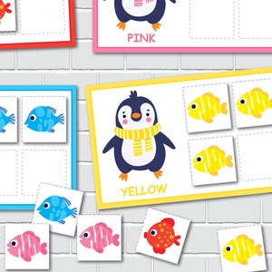 Penguin Color Matching Activity for Kids, Winter Activities, Toddler ...