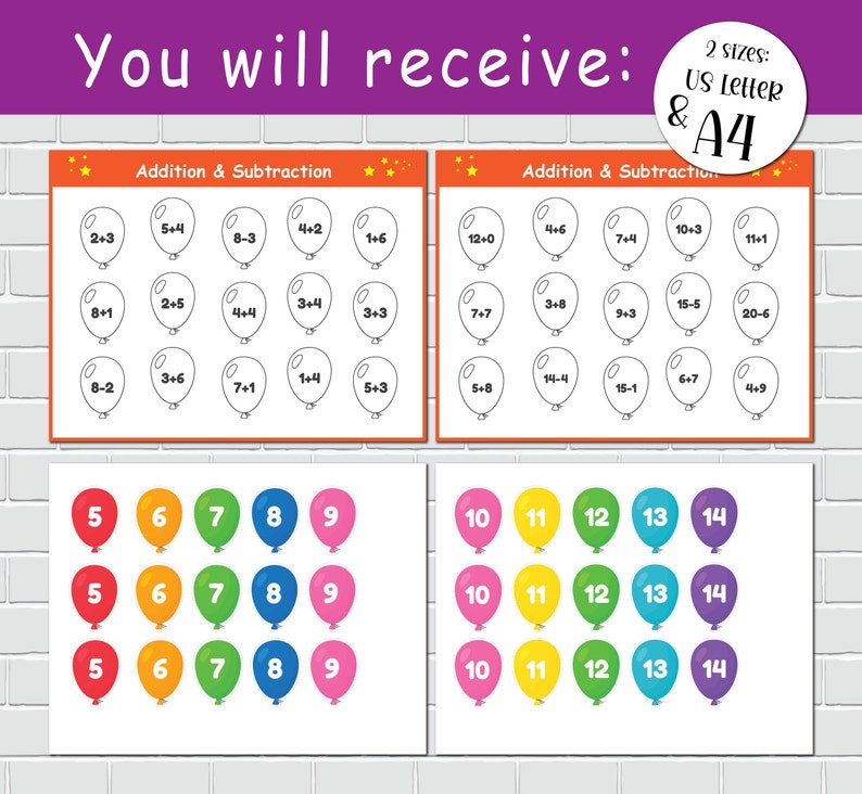 Preschool Math Activities Addition and Subtraction Practice - Etsy