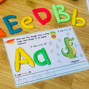 Alphabet Play Dough Mats, ABC Printable Play Doh, Preschool Activities ...