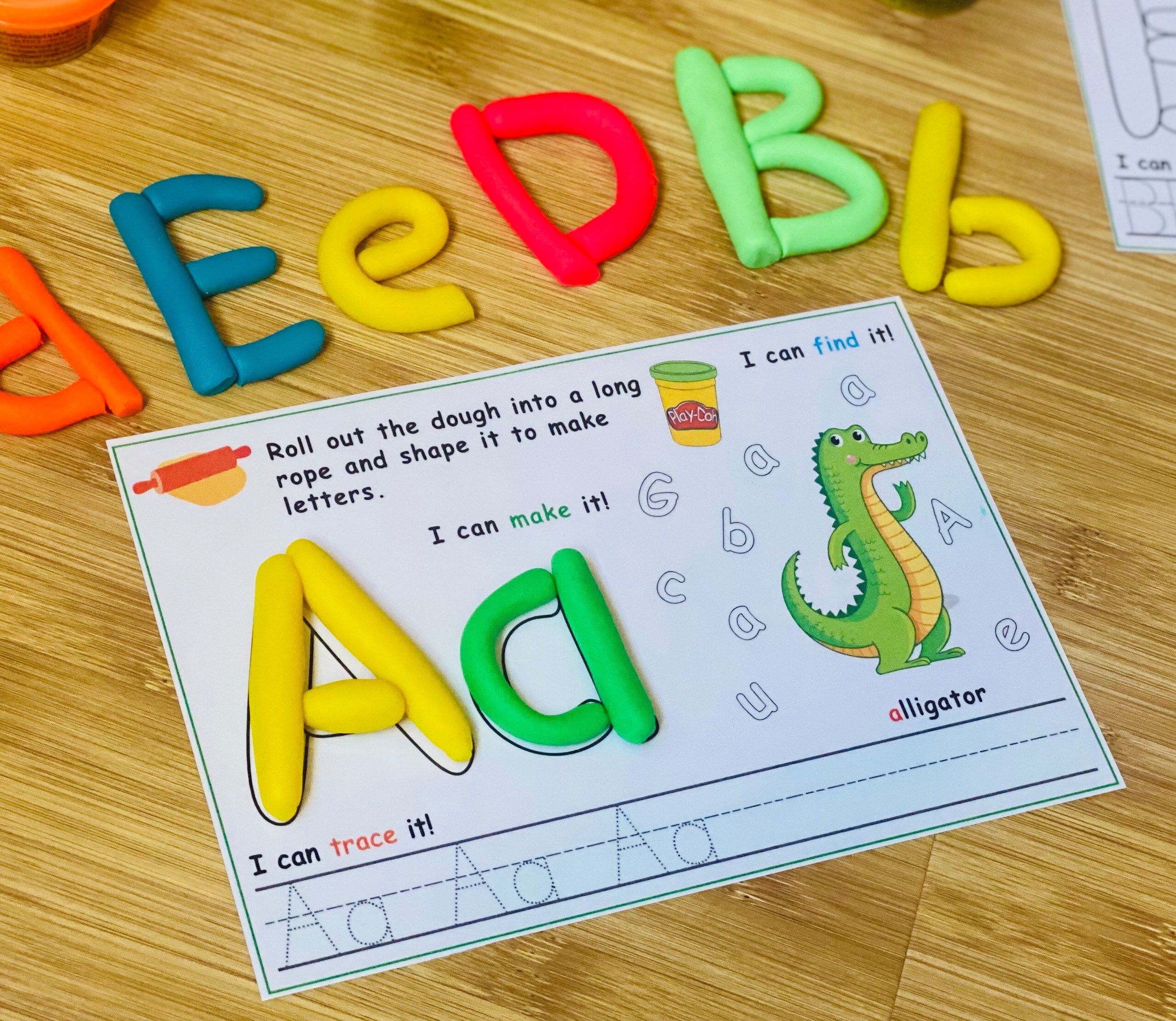 Alphabet Play Dough Mats, ABC Printable Play Doh, Preschool Activities ...