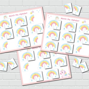 Rainbow Alphabet Matching Activity. Toddler Busy Book Page. Preschool ...