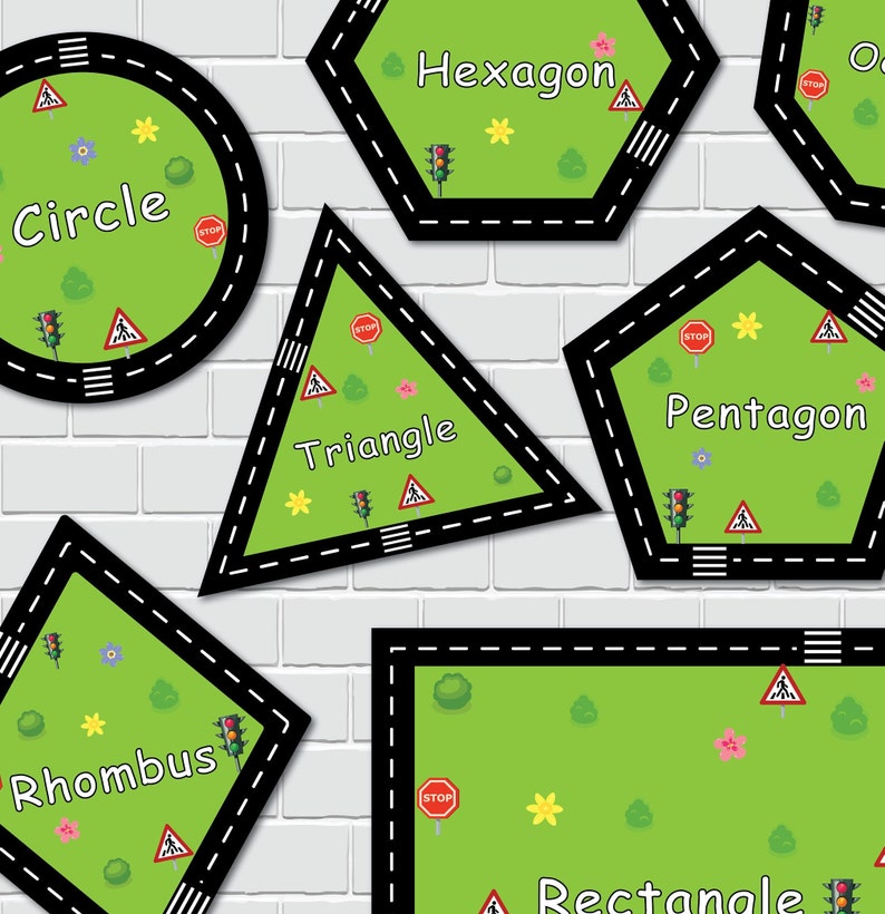 Road Shape Mats for Preschool, 2D Shapes Printable Activity, Homeschool ...