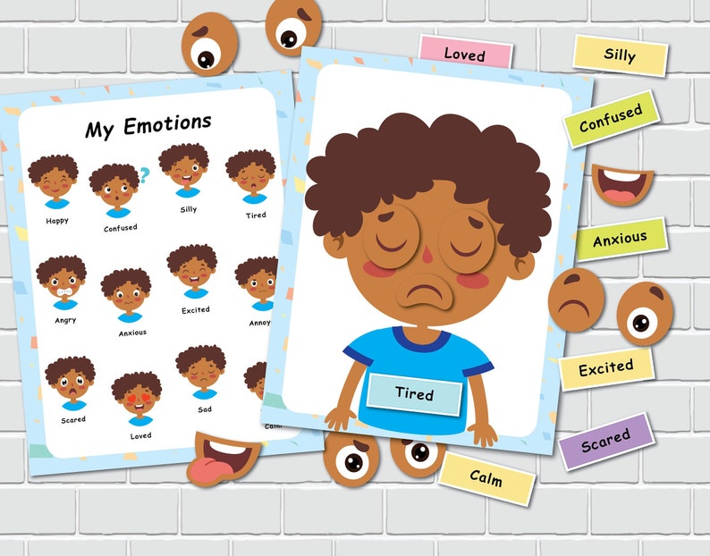 Boys Emotions Activity Kids Feelings Matching Game - Etsy