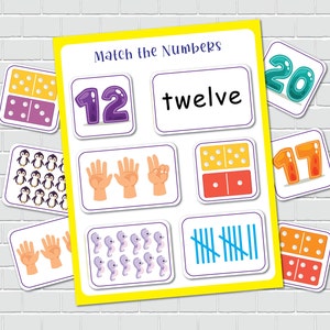 Matching Numbers 1-20 Activity. Counting Game, Preschool Math, Number ...
