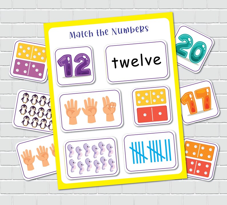 Actividad de relacionar números del 1 al 20. Juego de contar - Etsy España