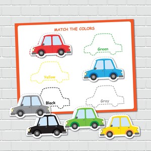 Cars Color Matching Activity for Kids, Toddler Printable, Montessori ...