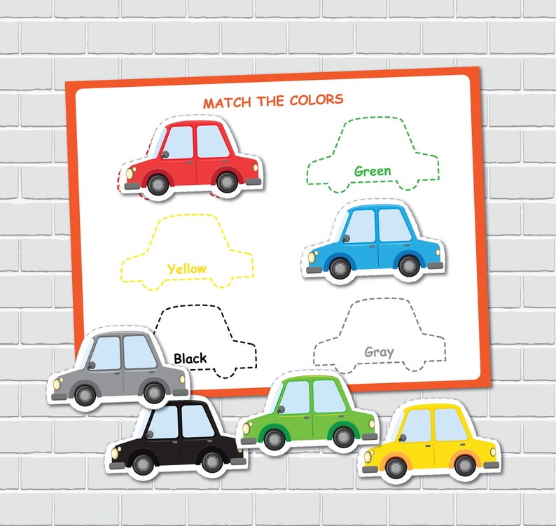 Cars Color Matching Activity for Kids, Toddler Printable, Montessori ...