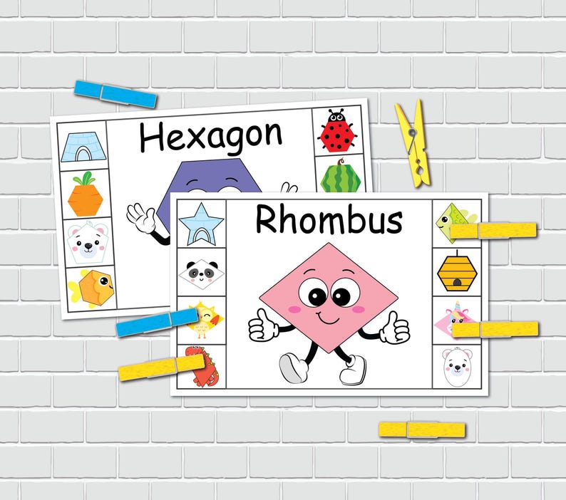 Shapes Clip Cards, 2D Shapes Printable Activities, File Folder Games ...