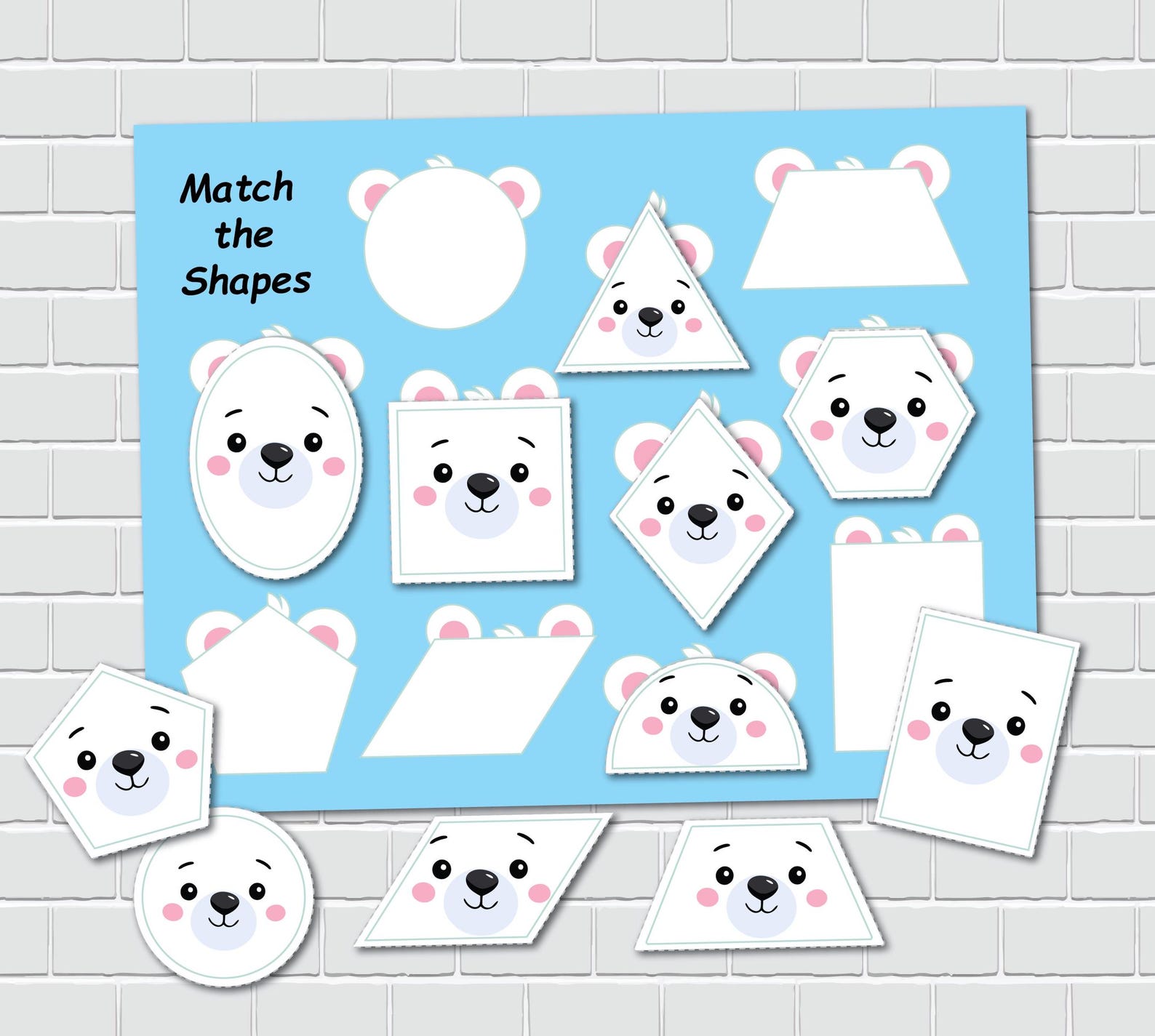 Polar Bear 2D Shapes Matching Activity, Winter Busy Book (digital ...