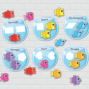 Fish Shapes and Fishbowl Sorting Mats, 2D Shapes Center, Busy Book Page ...
