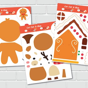Christmas Cut Out and Glue Activity for Kids. Preschool Cutting ...
