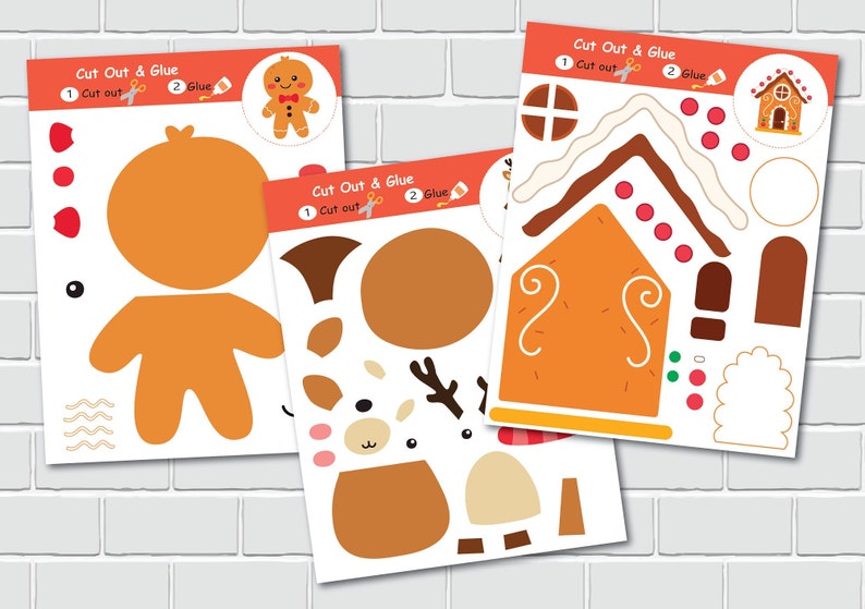 Christmas Cut Out and Glue Activity for Kids. Preschool - Etsy