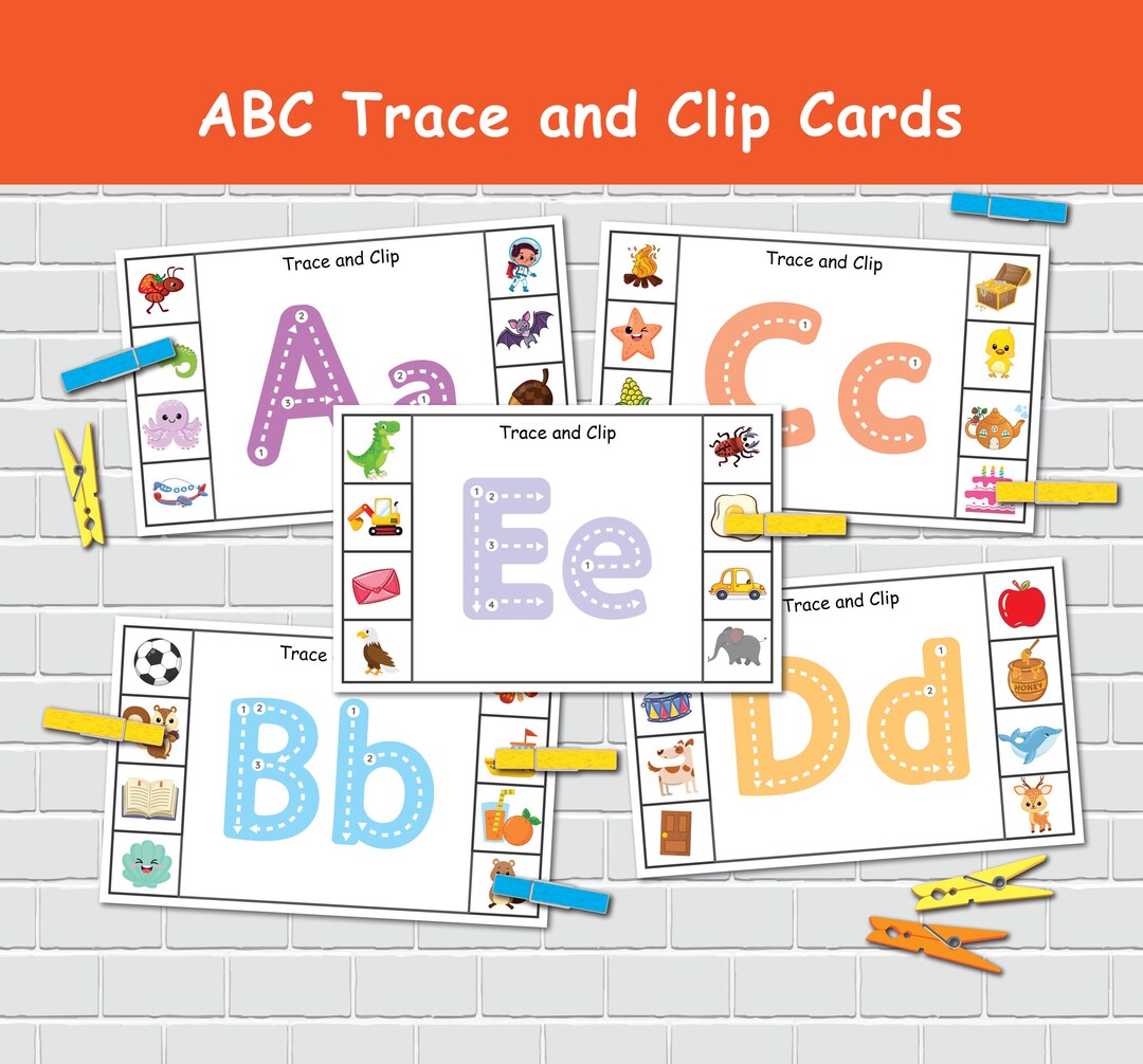 Alphabet Trace and Clip Cards for Kids, ABC Busy Book, Preschool ...