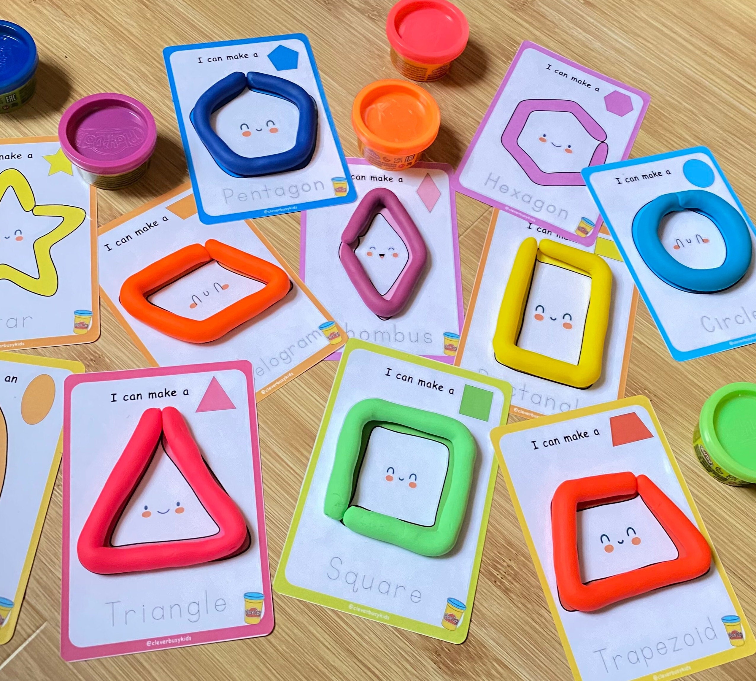 Shapes Play Dough Mats, Printable Montessori Play Doh Activity ...
