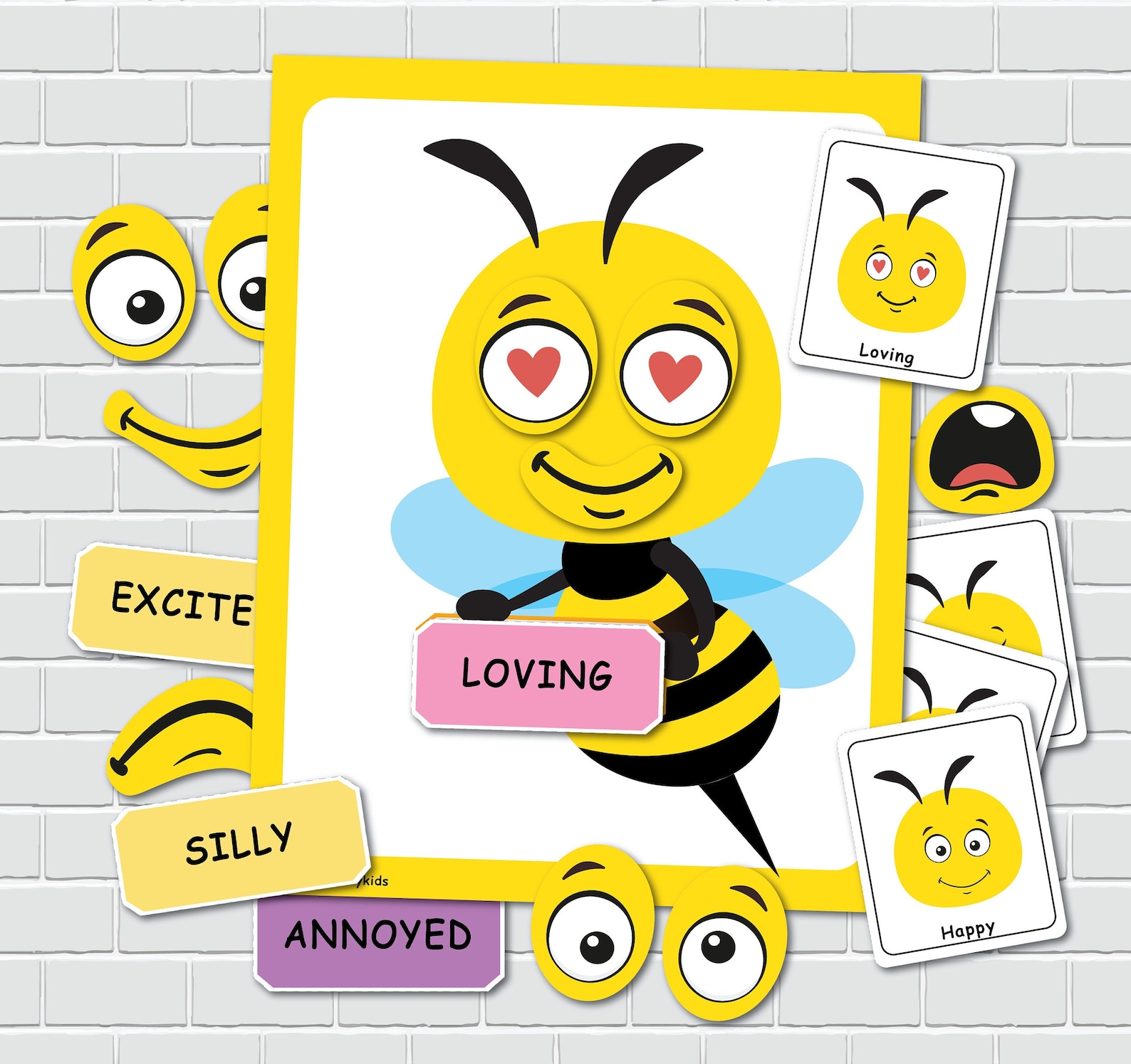 Bee Emotions and Feelings Matching Game, Printable Activity for Kids ...