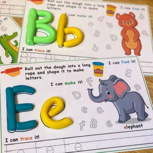 Alphabet Play Dough Mats, ABC Printable Play Doh, Preschool Activities ...