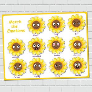 Sunflower Emotions Matching Activity for Kids, Toddler Feelings ...