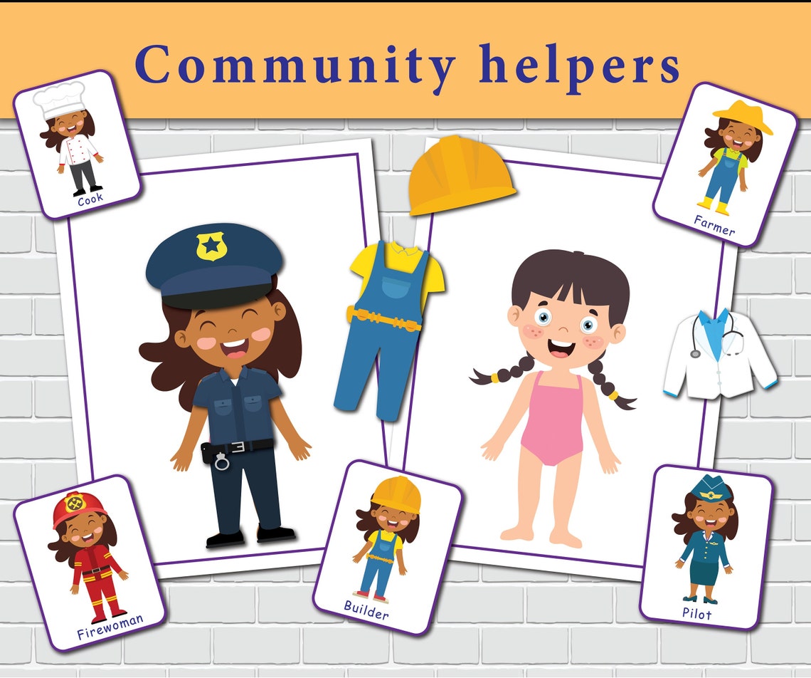 Community Helpers Dress up Preschool Printable Worksheets | Etsy