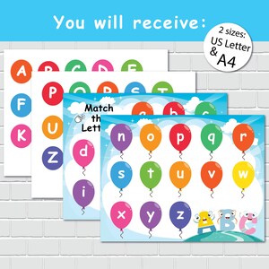 Alphabet Matching Game for Kids. Toddler Printable ABC Learning ...