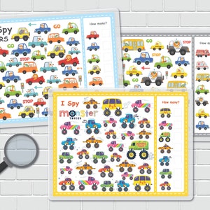 I Spy Activity Transportation Theme, Kids Look and Find Counting Game ...