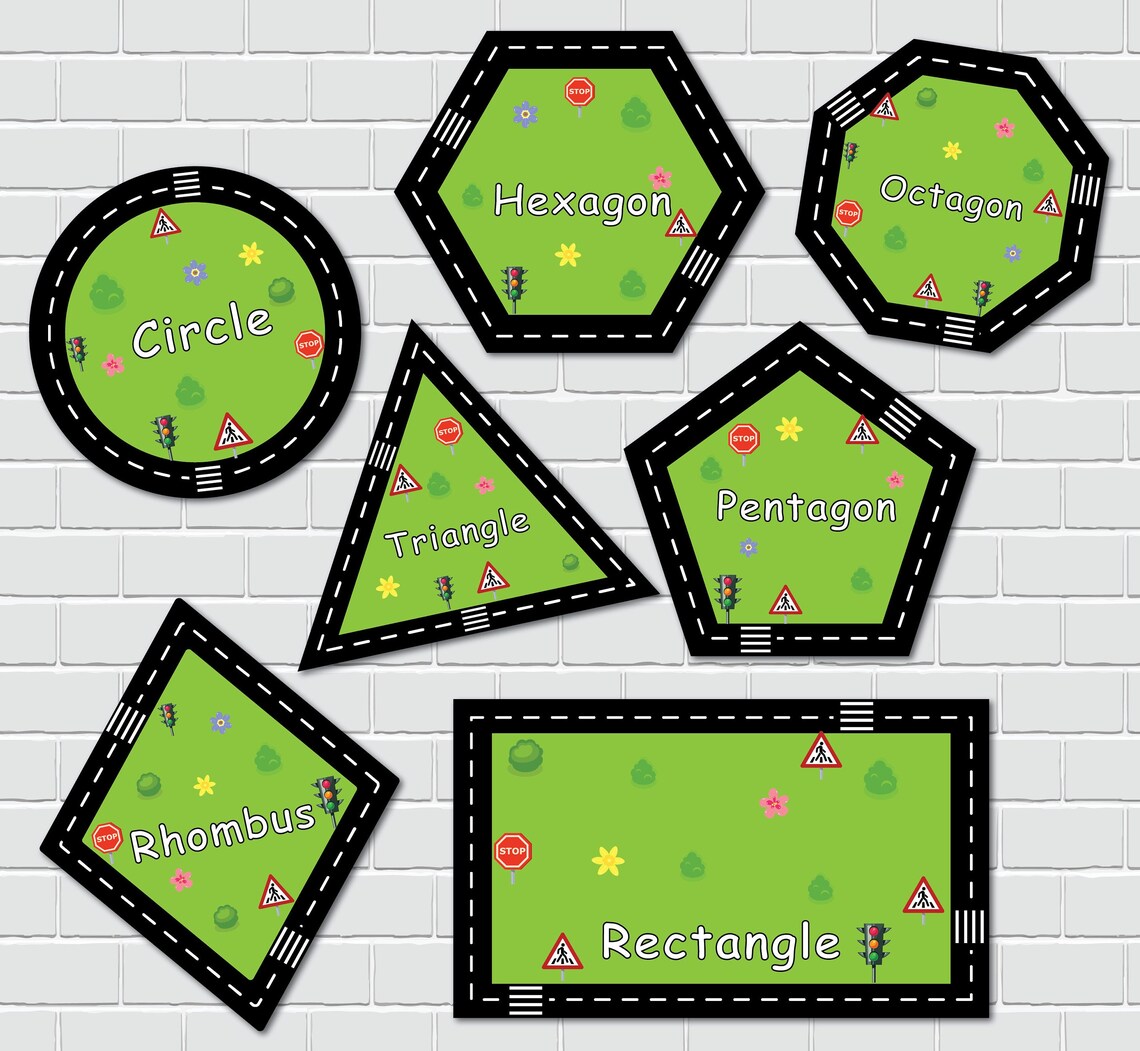 Road Shape Mats for Preschool, 2D Shapes Printable Activity, Homeschool ...