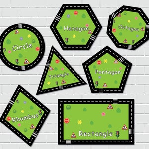 Road Shape Mats for Preschool, 2D Shapes Printable Activity, Homeschool ...