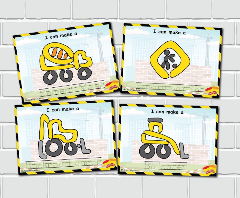 Construction Play Dough Mats Trucks Printable Play Doh - Etsy