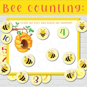 Bee Counting Printable Activity for Toddler Busy Book Preschool Math ...