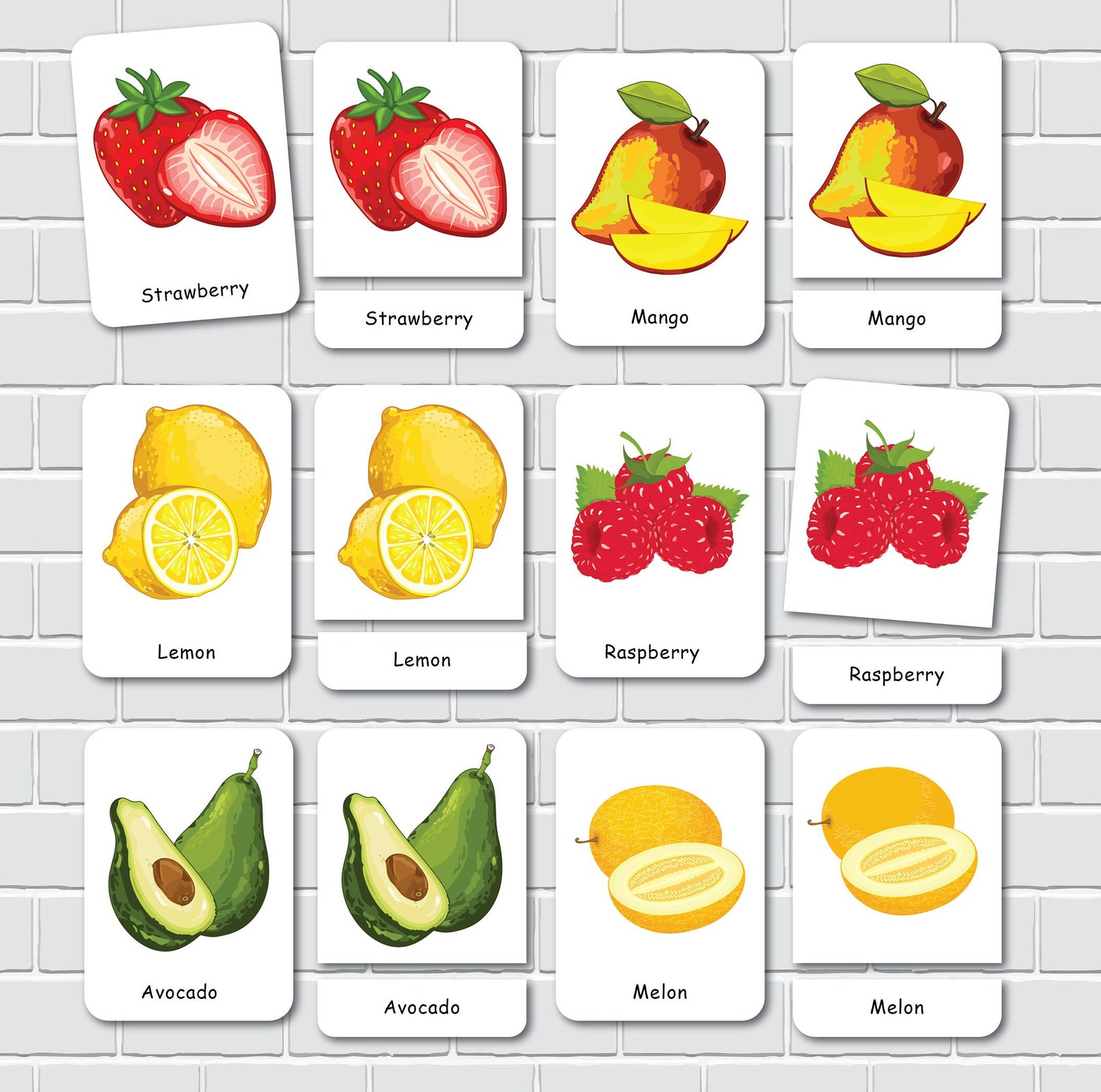 Fruits Three Part Cards Montessori Flashcards Homeschool - Etsy