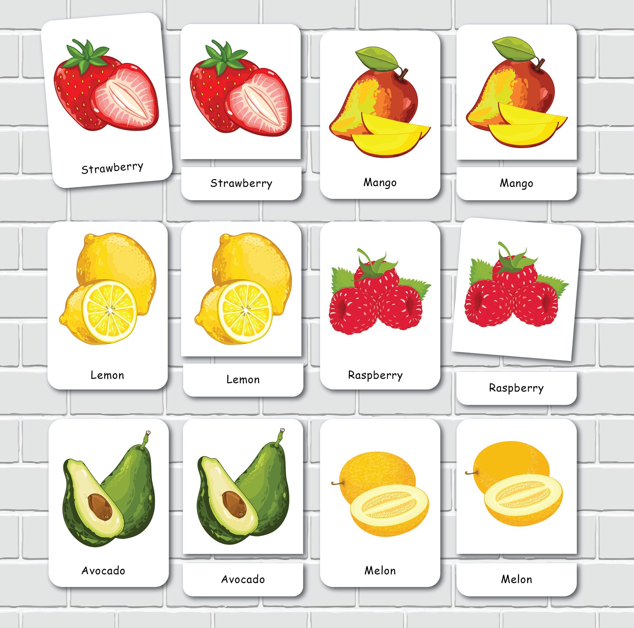 Fruits Three Part Cards Montessori Flashcards Homeschool - Etsy