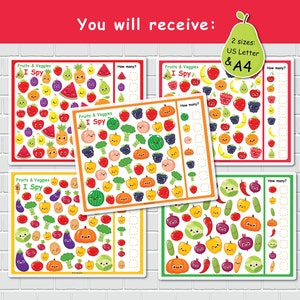 I Spy Fruits and Veggies Printable Activity for Toddlers, Look and Find ...