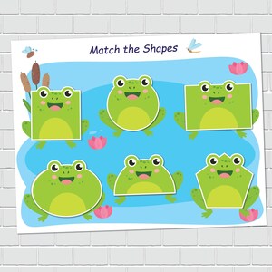 Frog Shape Matching Activity, 2D Shapes, Spring Learning Binder ...