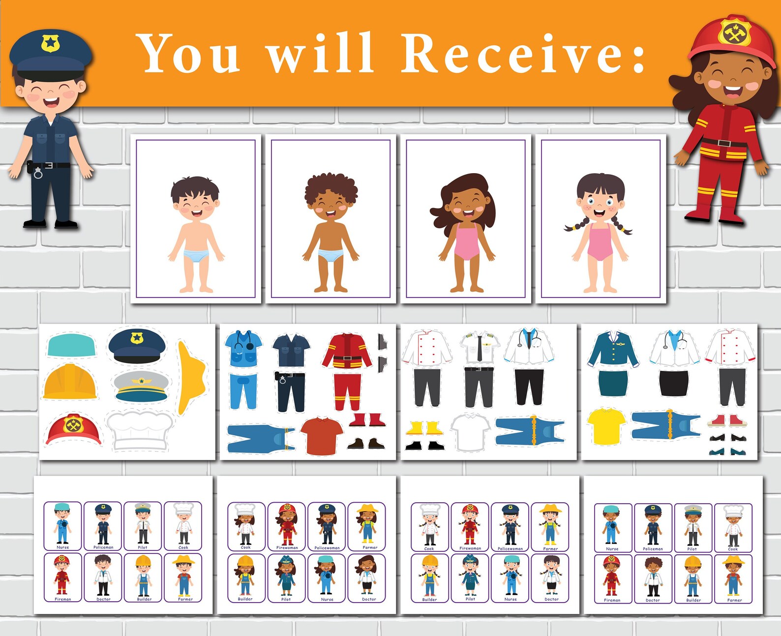 Community Helpers Dress up Preschool Printable Worksheets - Etsy