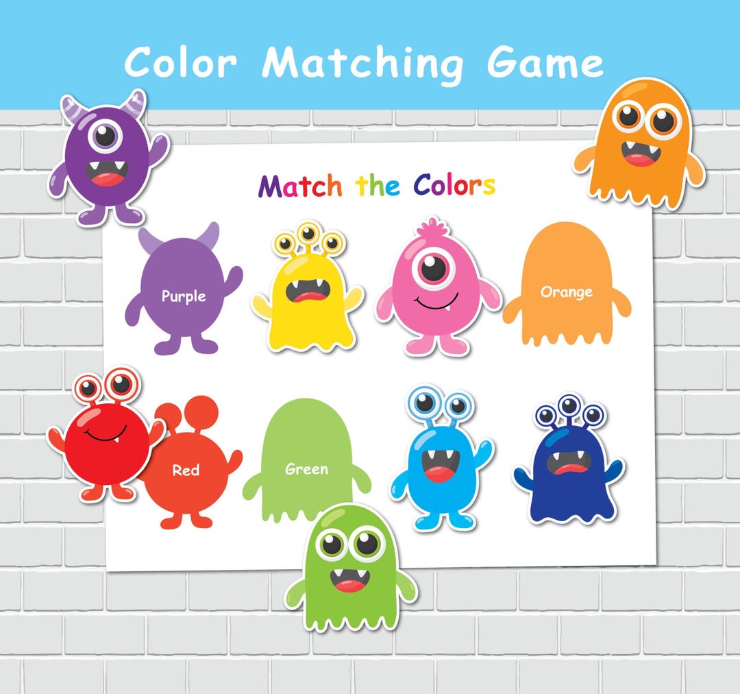 Monsters Color Matching Activity for Kids, Toddler Color Printables - Etsy