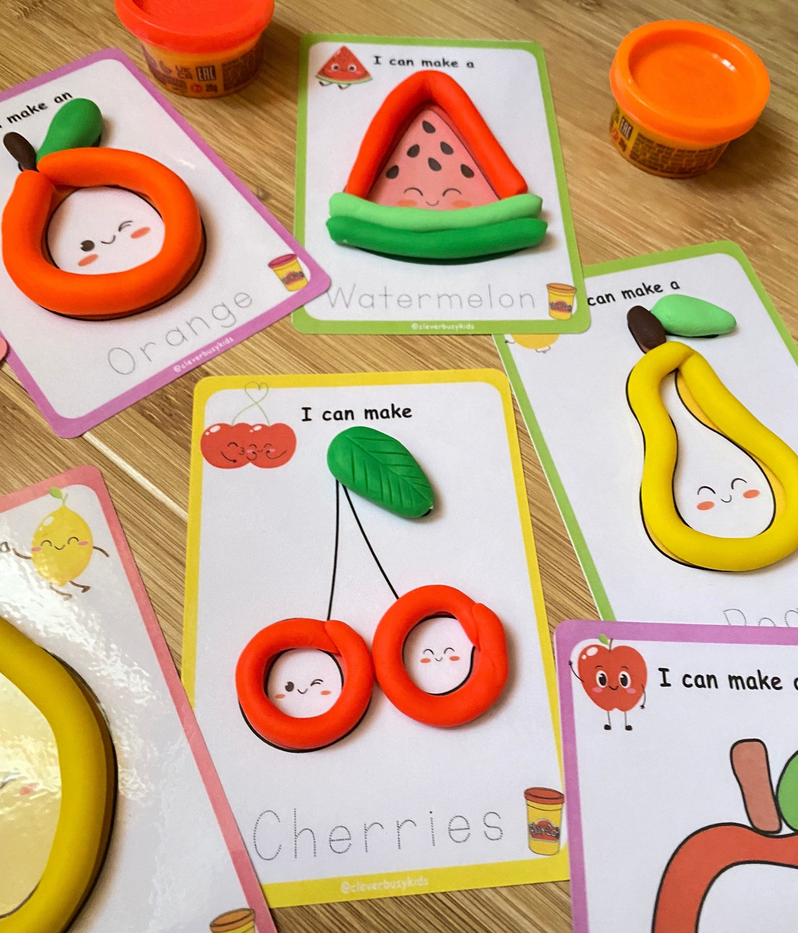 Fruits Play Doh Mats Printable Play Dough Montessori Play - Etsy