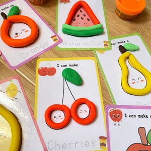 Play Doh Mats, Fruits Printable Play Dough, Montessori Play Doh ...